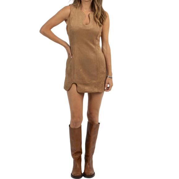 BE BLESSED | Dresses | New Be Blessed Suede Mini Dress In Ember Camel ...